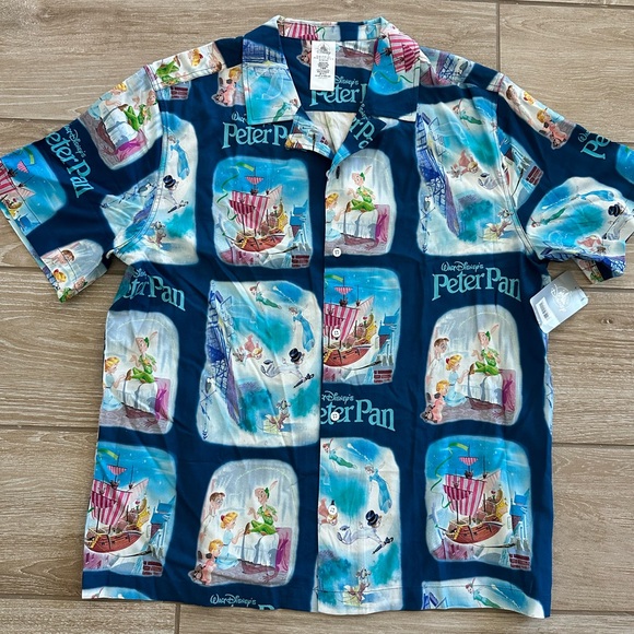 Disney | Shirts | Disney Blue And White Peter Pan Graphic Button Down ...